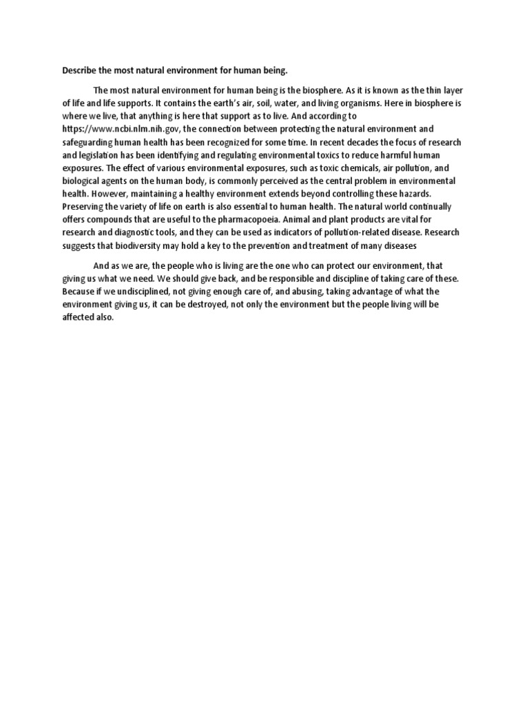 Describe The Most Natural Environment For Human Being | PDF | Science ...