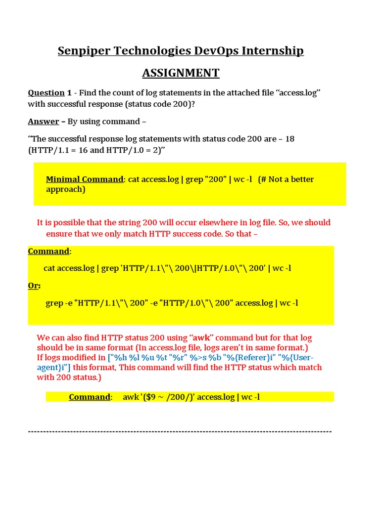 Senpiper Technologies Devops Internship Assignment: ("%H %L %U %T "%R" % S %B "% (Referer) I ...