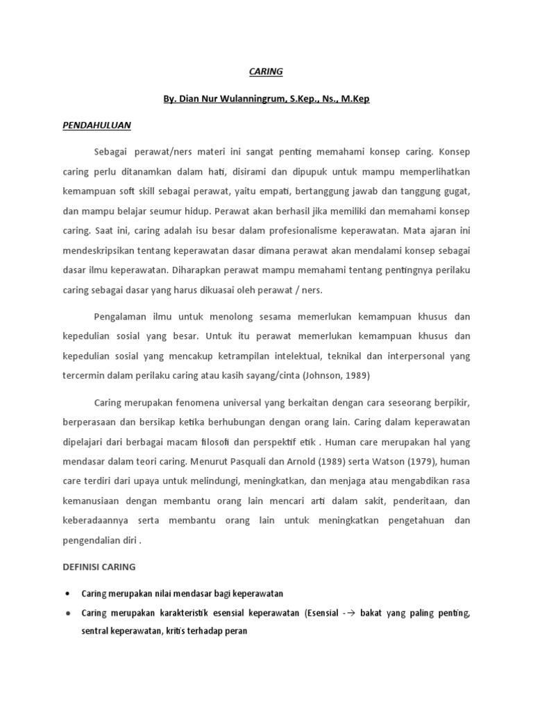 Konsep Caring Jean Watson | PDF