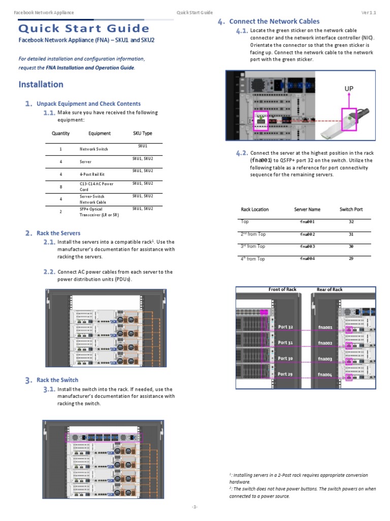 Facebook Network Appliance Quick Start Guide | PDF | Ip Address | Power ...