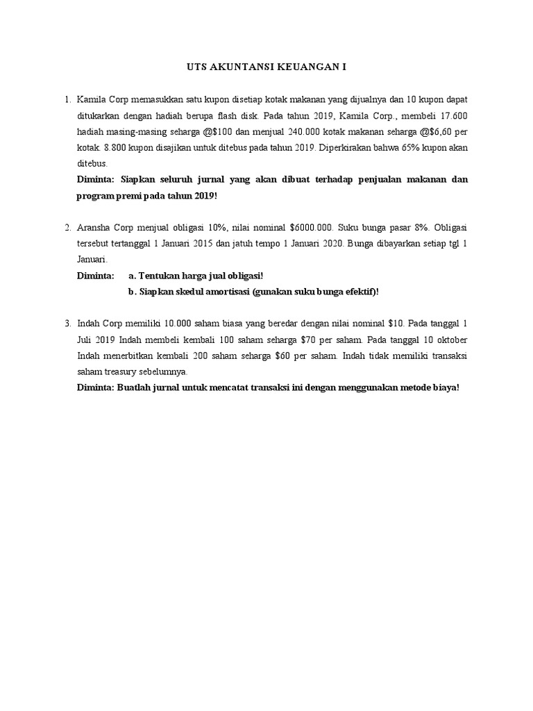 Soal UTS Akuntansi Keuangan | PDF