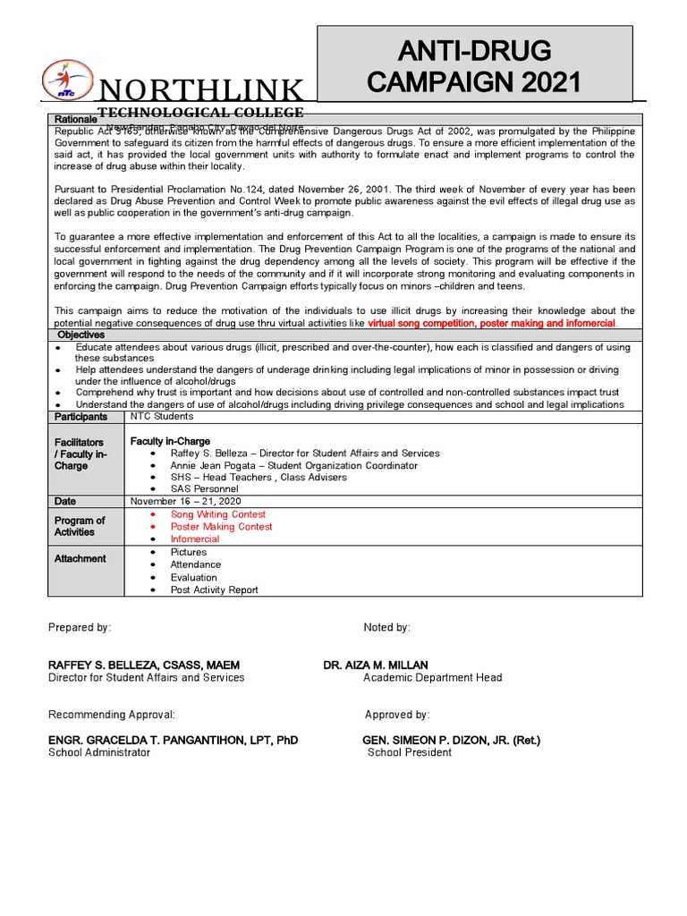 Anti-Drug Campaign Program Overview | PDF | Substance Abuse | Drugs