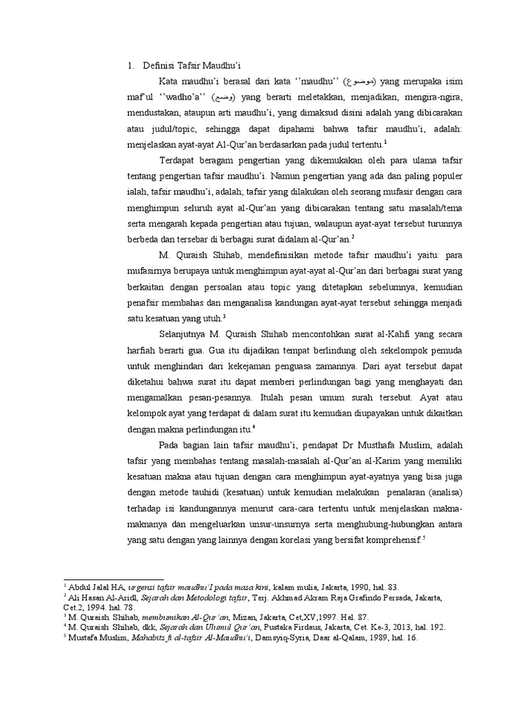 "Tafsir Maudhu’i: Definisi dan Metode" | PDF | Ilmu Sosial | Agama ...