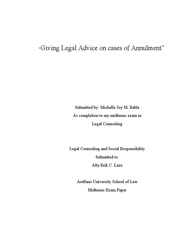 Giving Legal Advice On Cases of Annulment" | Download Free PDF ...