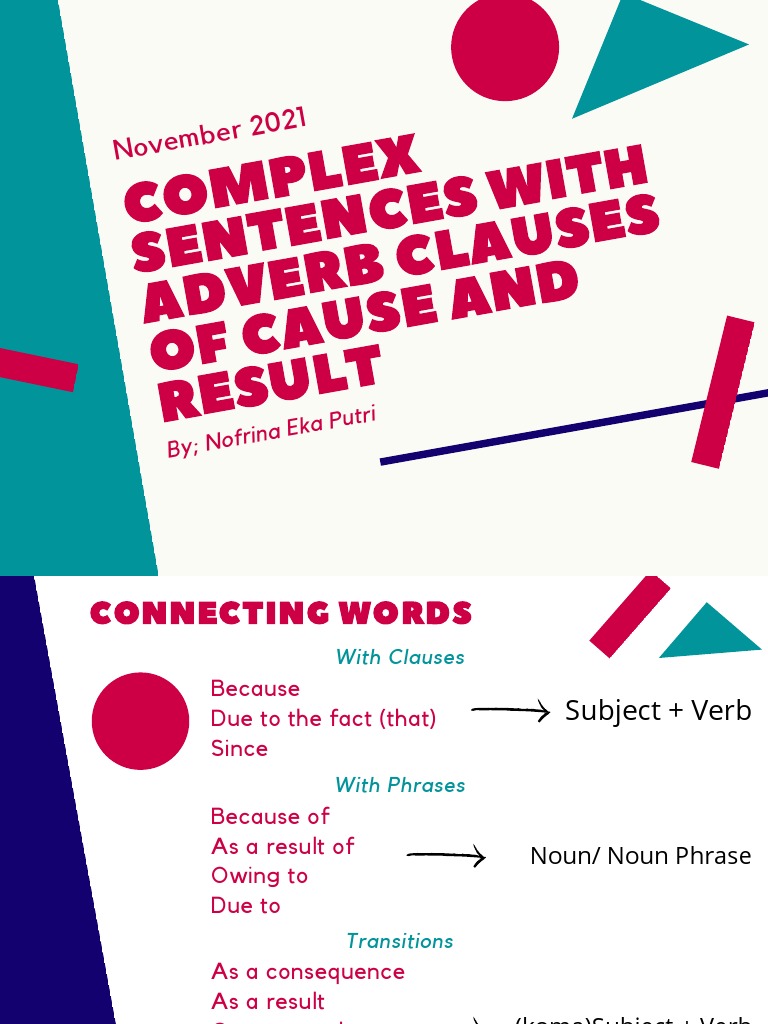 Complex Sentences With Adverb Clauses of Cause and Result | PDF ...