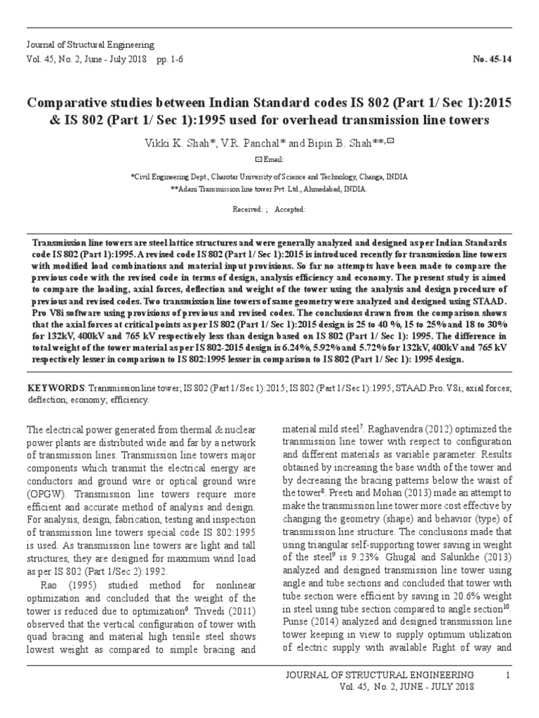 IS 802 Code Comparison for Towers | PDF | Electric Power Transmission ...