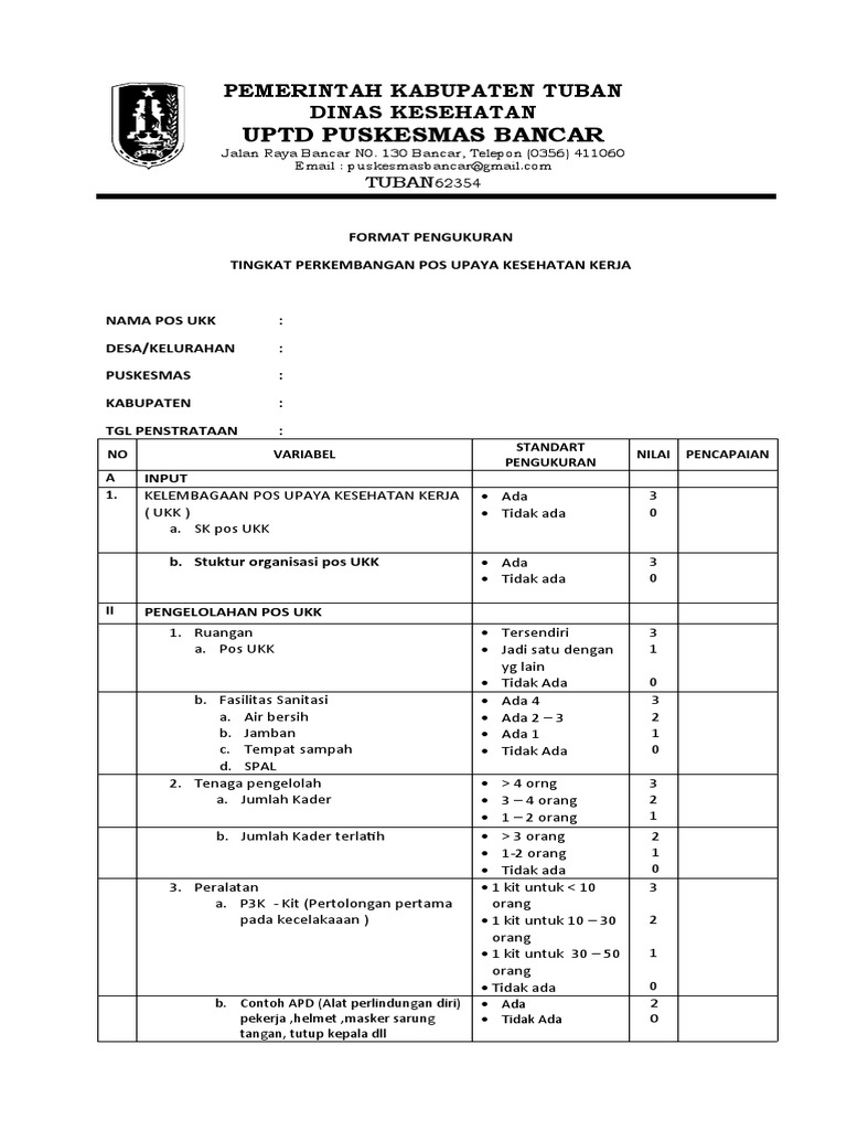 Format Pengukuran Strata Pos UKK | PDF
