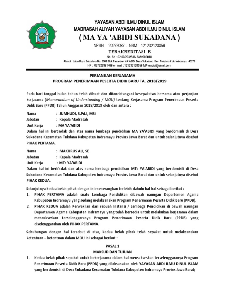 Mou PPDB | PDF | Bisnis | Pengelolaan Keuangan & Uang