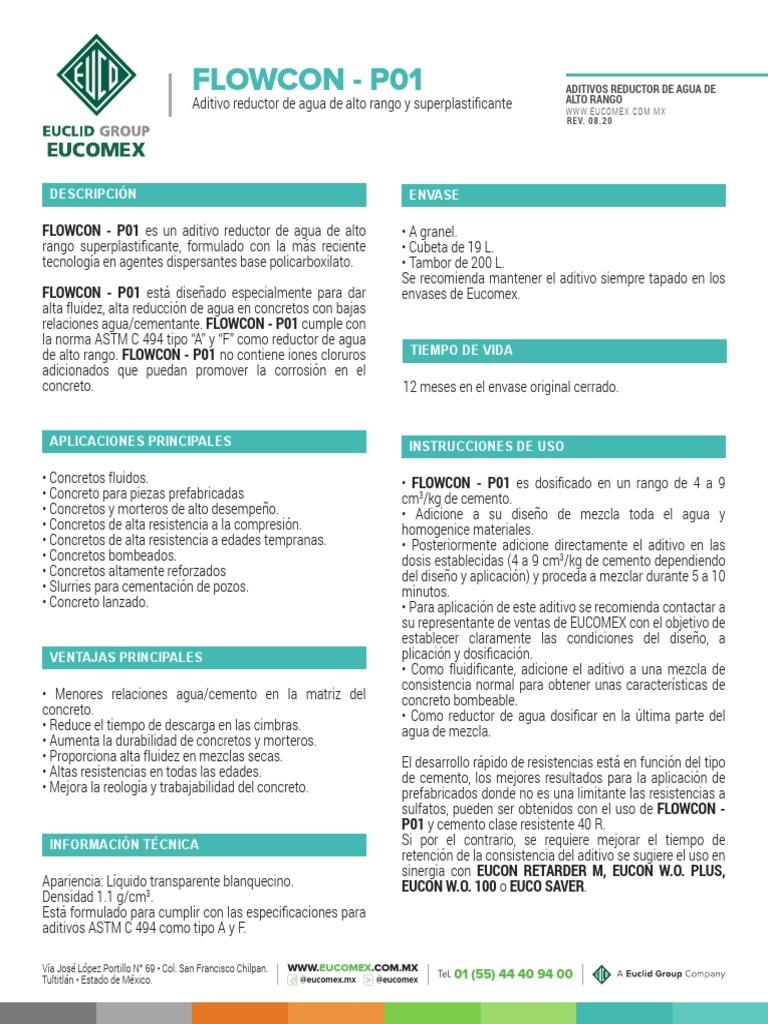 Flowcon p01 | PDF | Hormigón | Cemento
