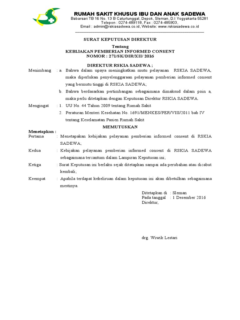 Kebijakan Informed Consent RSKIA | PDF