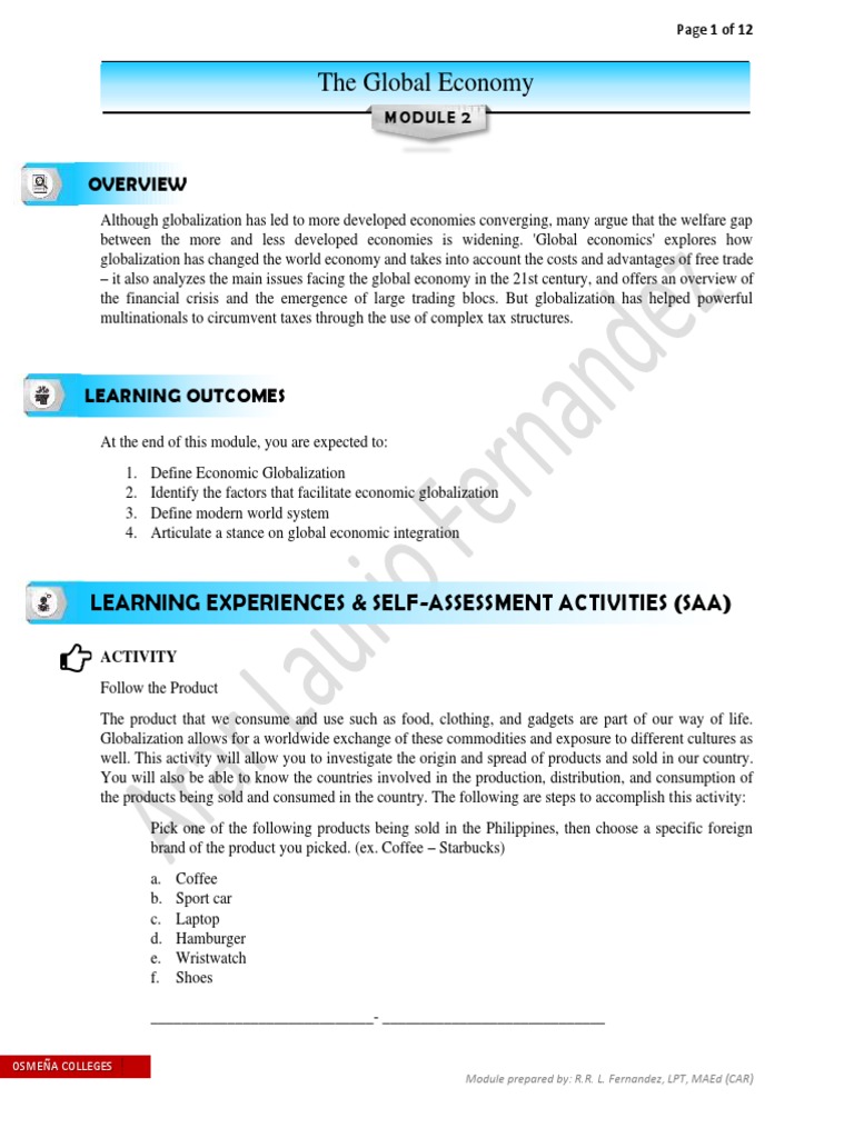 Module 2 - The Global Economy | PDF | Gold Standard | Protectionism