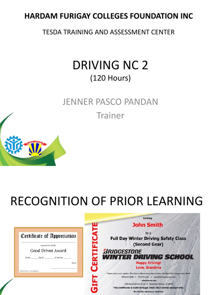 NC II Driving Certificate Training Guide | PDF