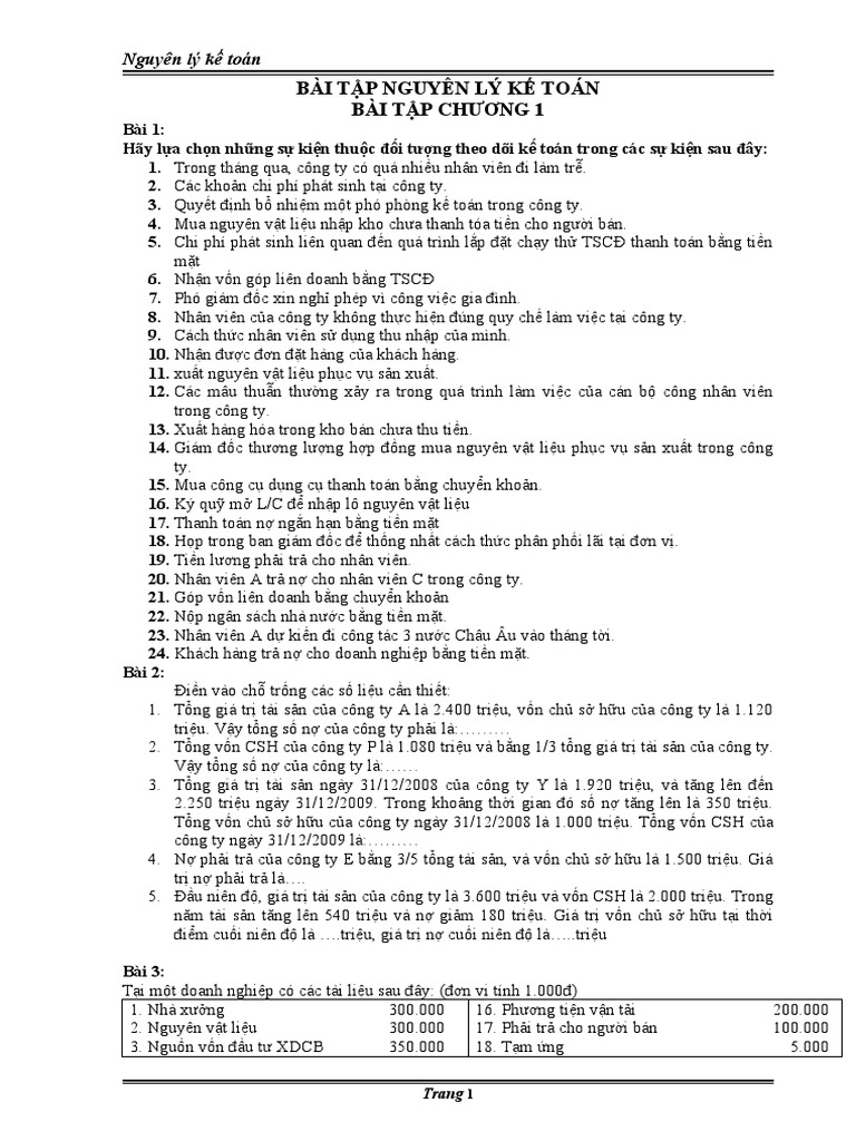 Bai Tap Nguyen Ly Ke Toan 2 | PDF