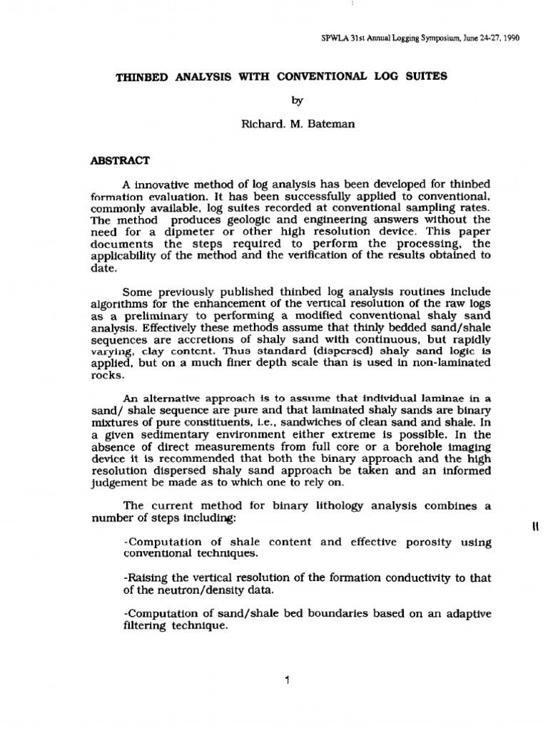 1990 - Bateman - THINBED ANALYSIS WITH CONVENTIONAL LOG SUITES | PDF