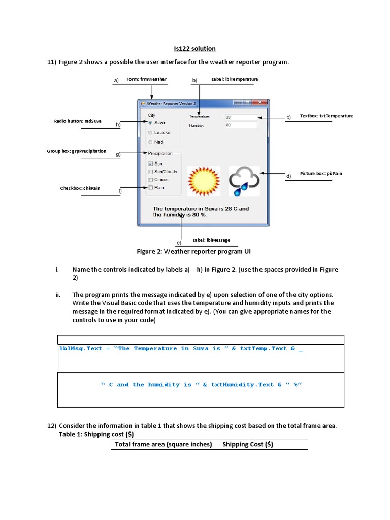 Is122 Solution: A) B) Form: Frmweather Label: Lbltemperature | PDF | Computing | Computer ...