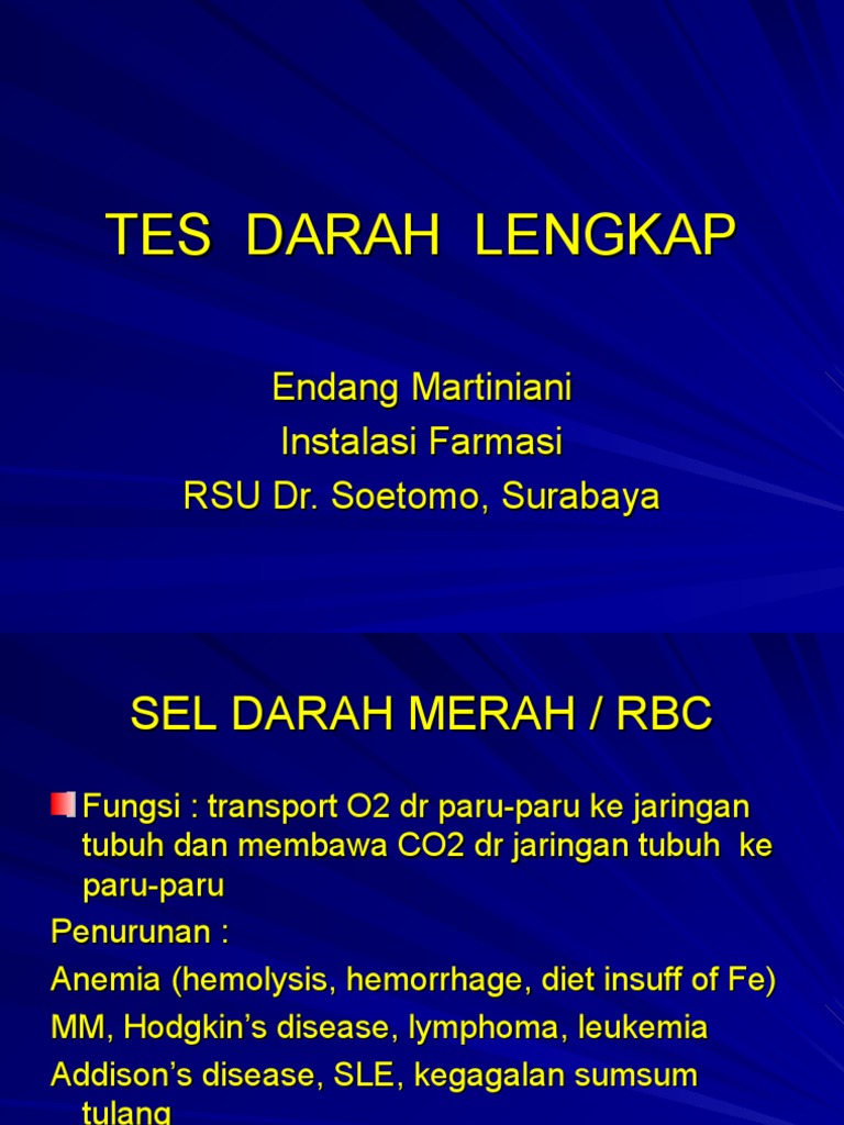 Panduan Tes Darah Lengkap dan Indikator | PDF | Anemia | White Blood Cell