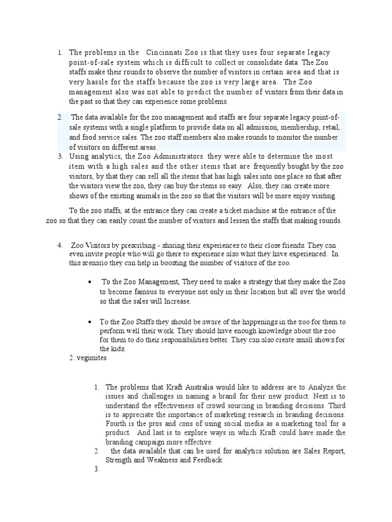 Case Study Answers | PDF | Analytics | Zoo