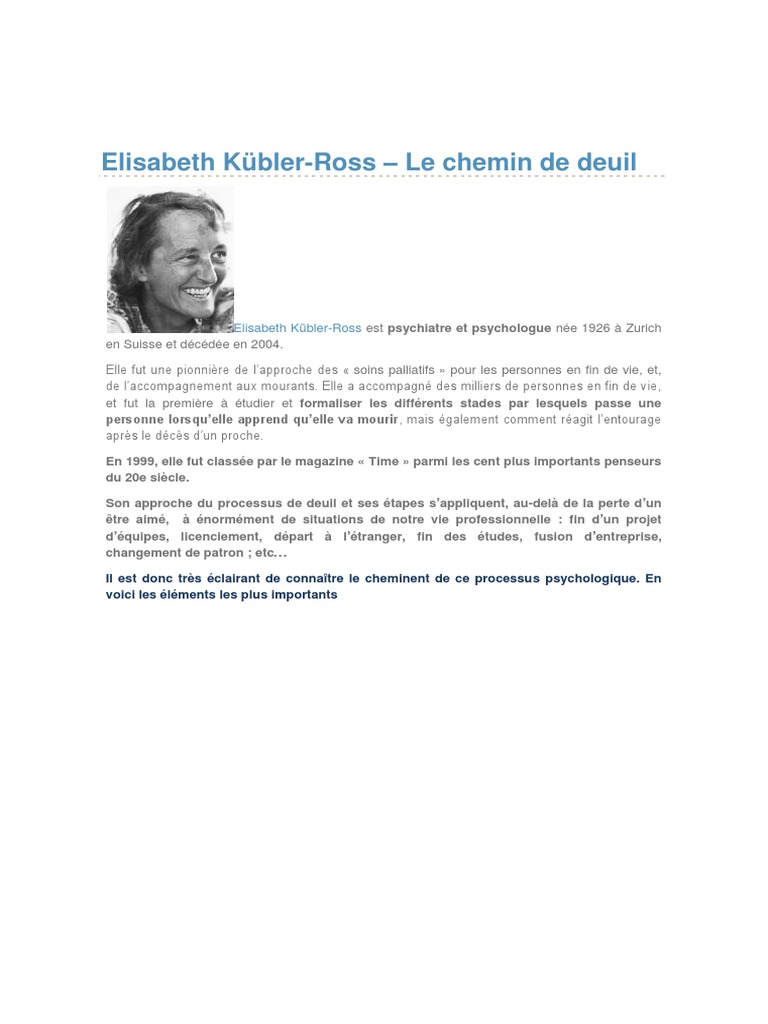 La Courbe Du Deuil e Kubler Ross | PDF | Psychologie | Peur