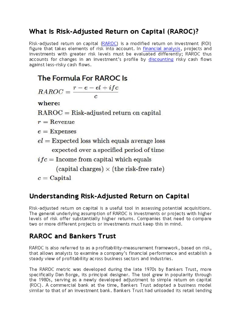 Raroc and Rorac | PDF | Banks | Risk