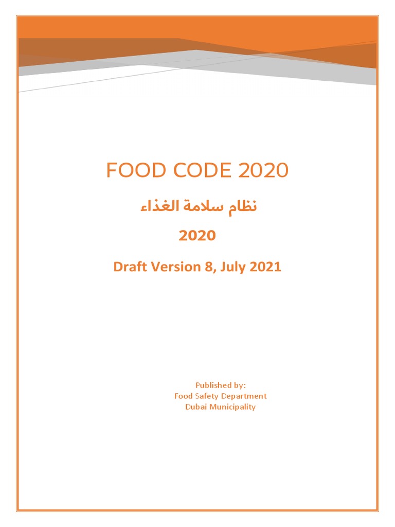 Food Code 2 0 - Draft Version8 Public July 2021 | PDF | Foods | Food Safety