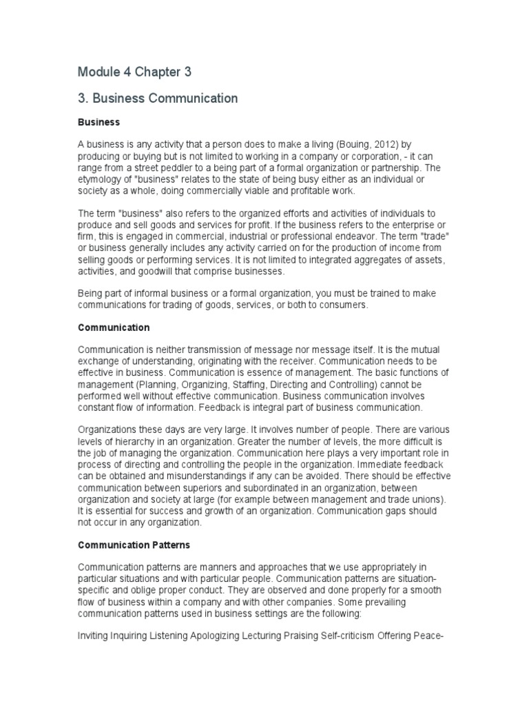 Module 4 Chapter 3 3. Business Communication | PDF | Communication ...