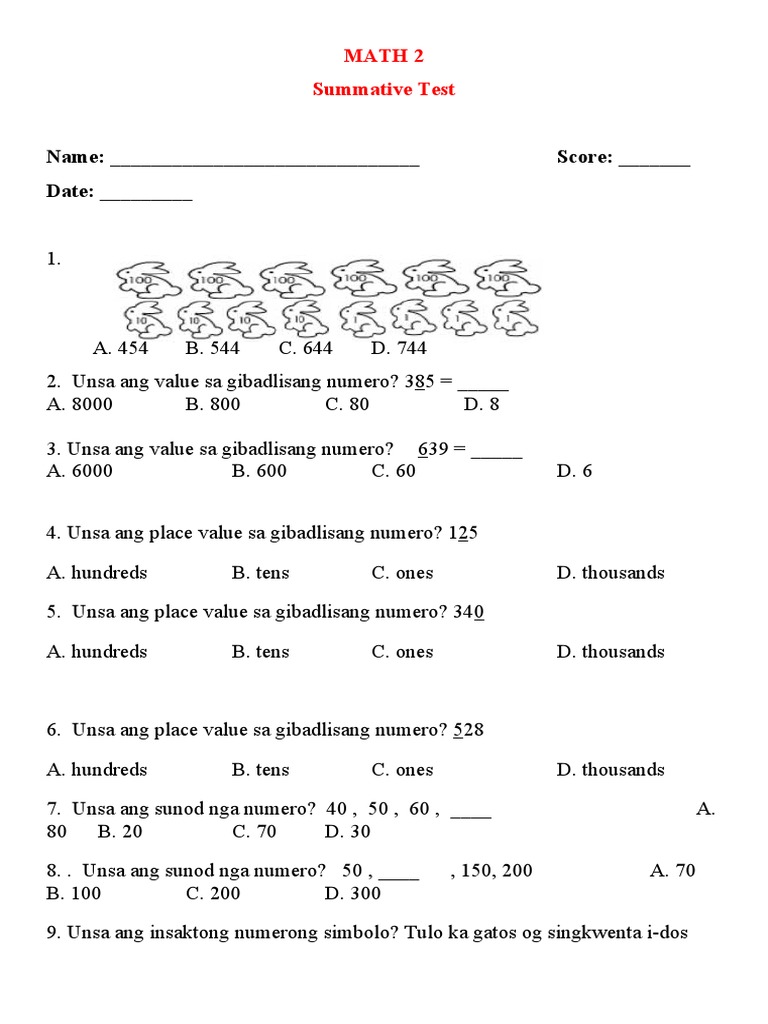 Summative Test Math | PDF