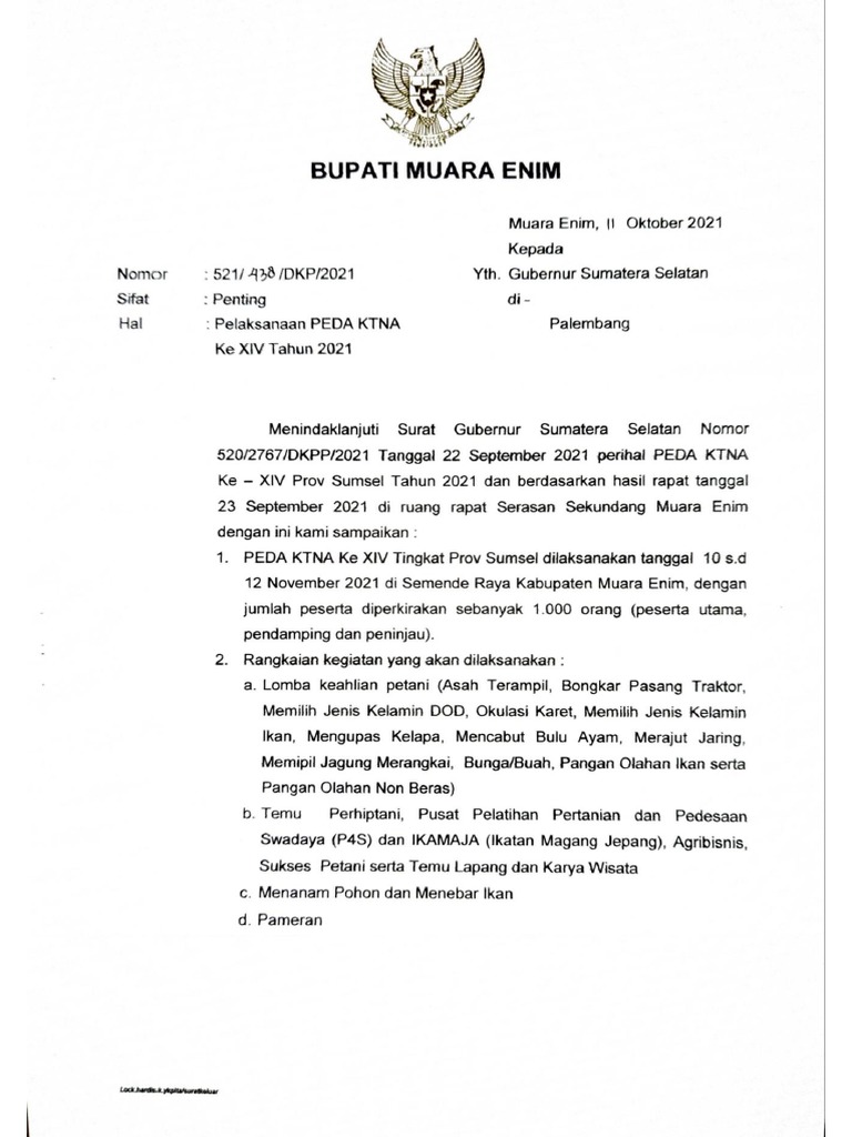 Surat Bupati Muara Enim | PDF
