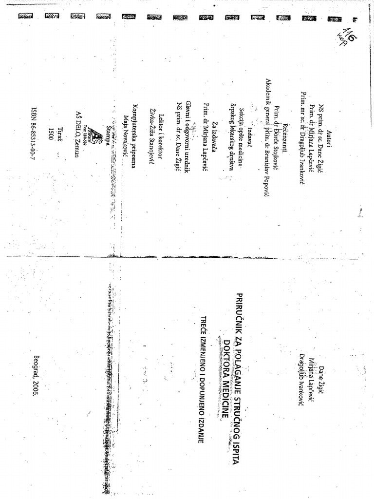 Prirucnik Za Polaganje Strucnog Ispita Doktora Medicine | PDF