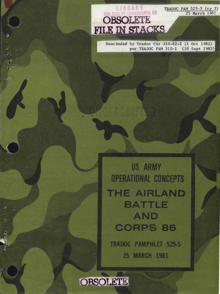 US Army Operations Concepts, The AirLand Battle and Corps 86 | PDF ...