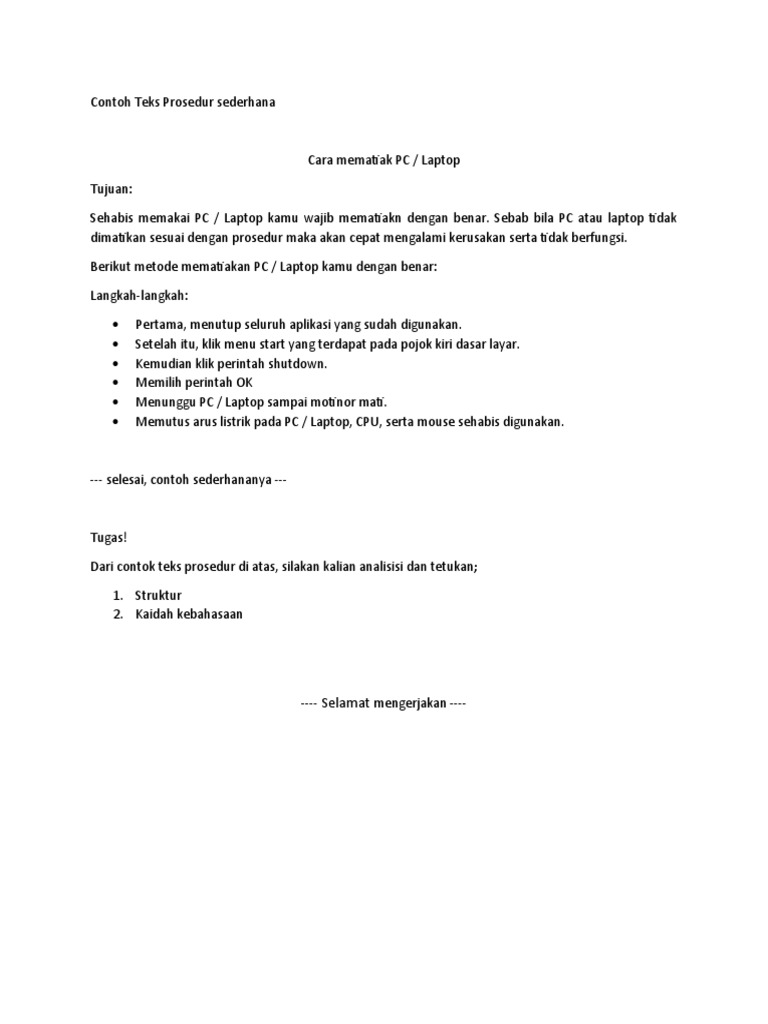 Contoh Teks Prosedur Sederhana | PDF