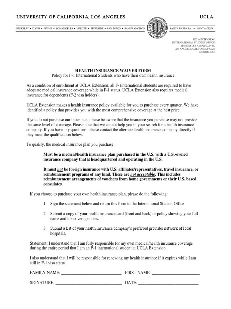 Health Insurance Waiver | Download Free PDF | Insurance | University Of ...