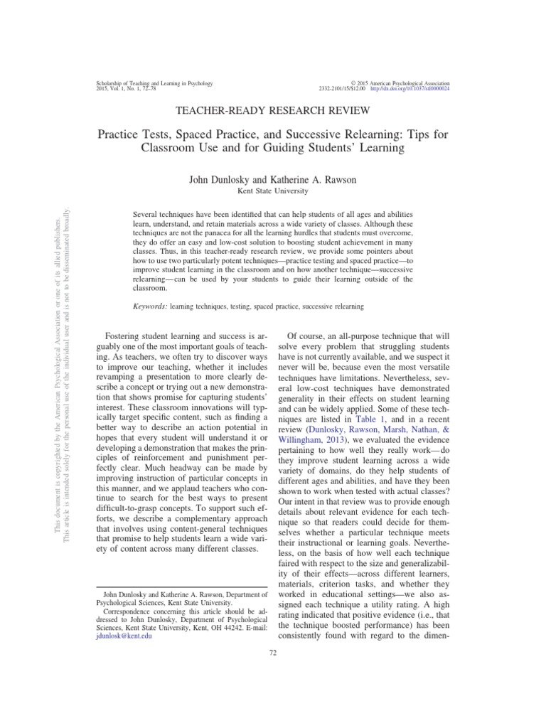 Practice Tests, Spaced Practice, and Successive Relearning: Tips For ...