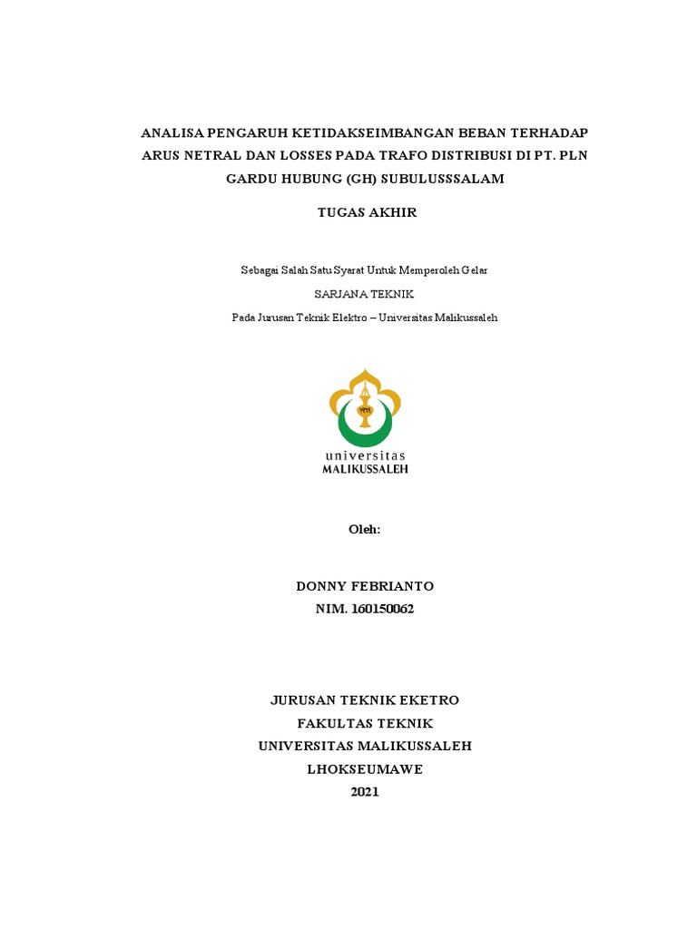 Analisa Pengaruh Ketidakseimbangan Beban Terhadap Arus Netral Dan ... Analisa Pengaruh Ketidakseimbangan Beban Terhadap Arus Netral Dan ...