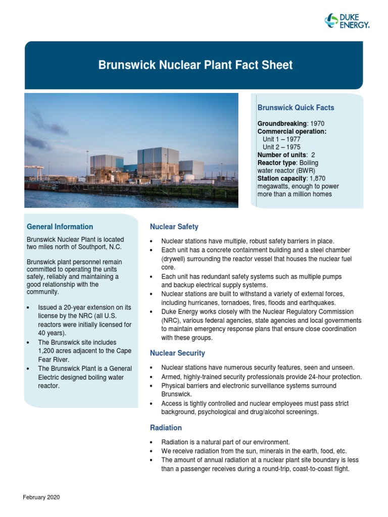 Brunswick Nuclear Plant Overview | PDF | Nuclear Power | Nuclear Reactor