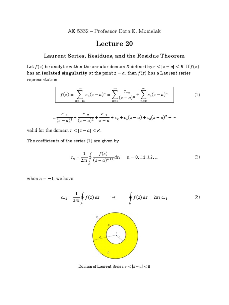 Laurent Series and Residue Theorem | PDF | Function (Mathematics ...