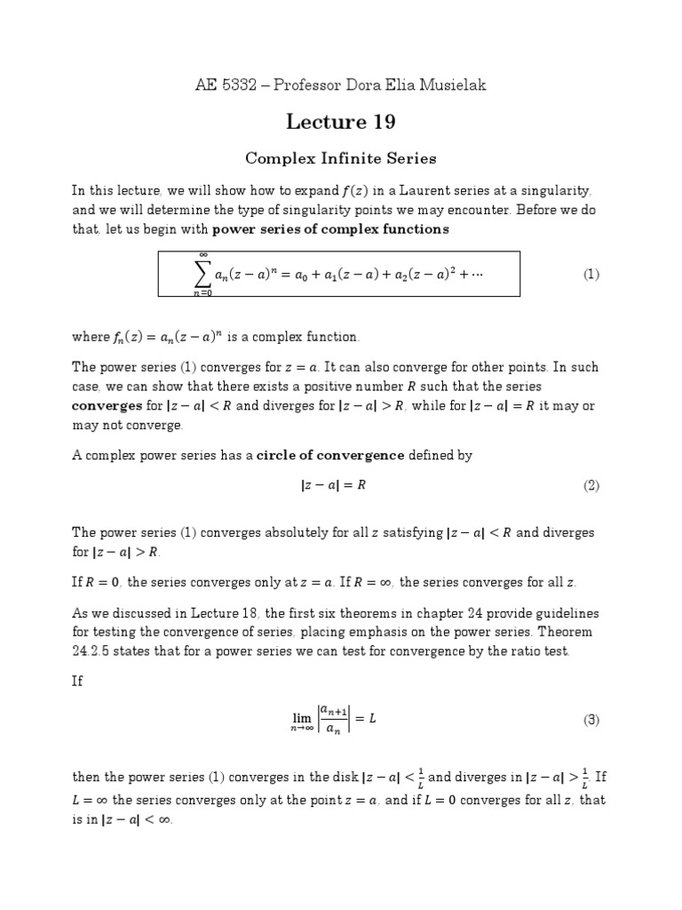 Complex Infinite Series and Taylor Expansions | PDF | Power Series ...