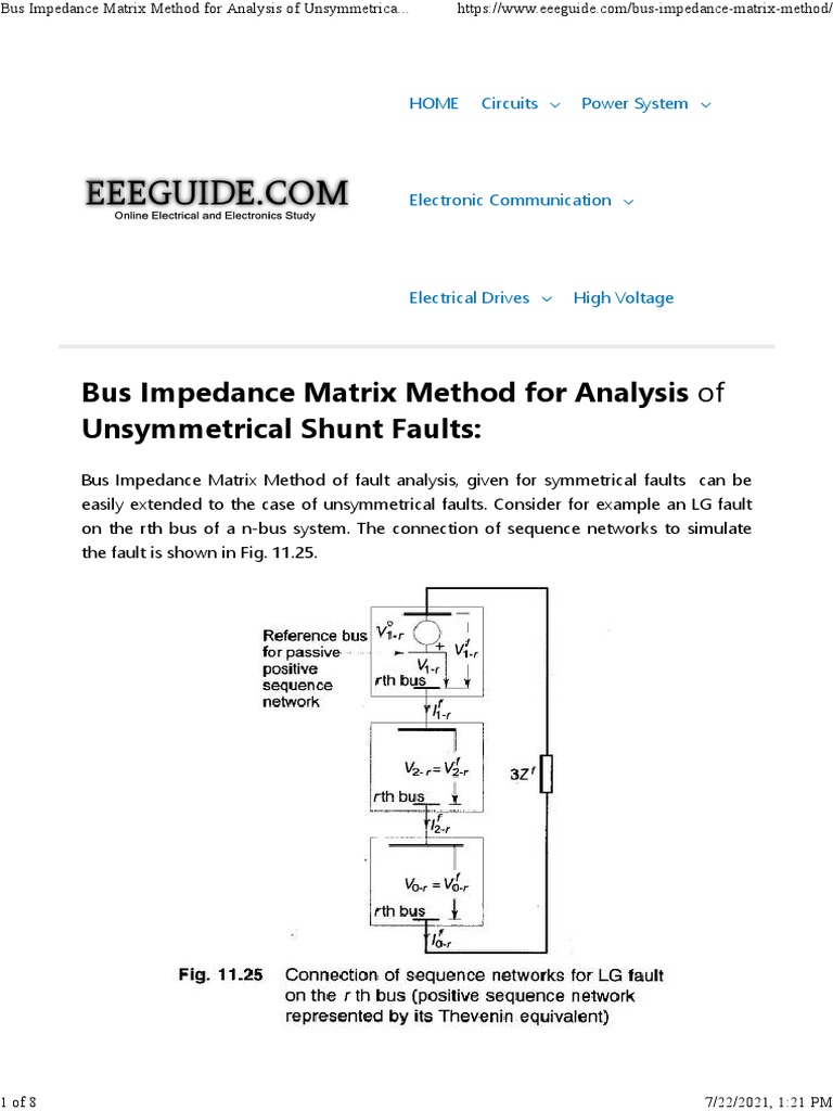 Bus Impedance Matrix Method For Analysis of Unsymmetrical Shunt Faults | PDF | Electrical ...