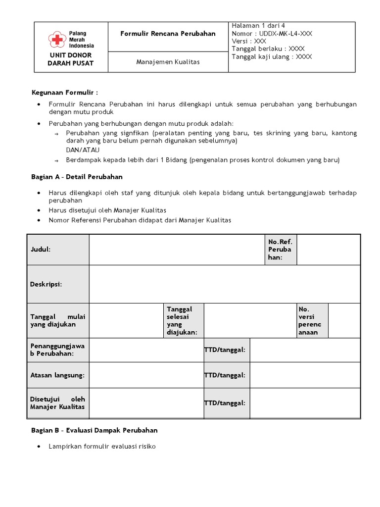 Formulir Rencana Perubahan | PDF