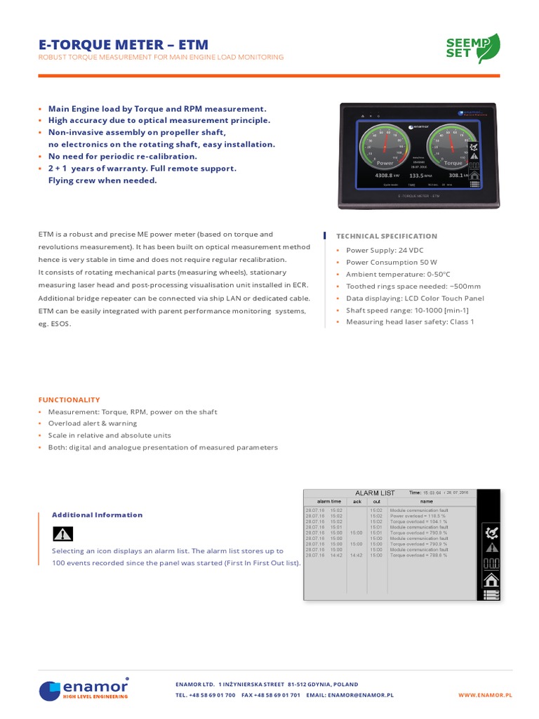 E-Torque Meter - Etm: Robust Torque Measurement For Main Engine Load ...