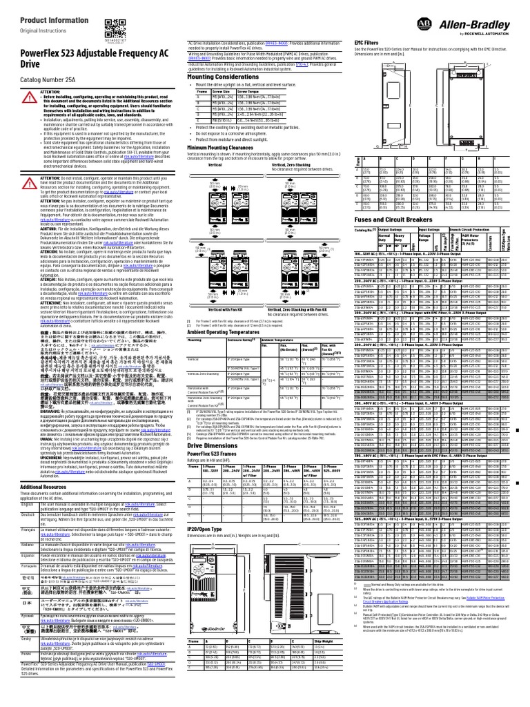 Powerflex 523 Adjustable Frequency Ac Drive: Product Information | PDF ...