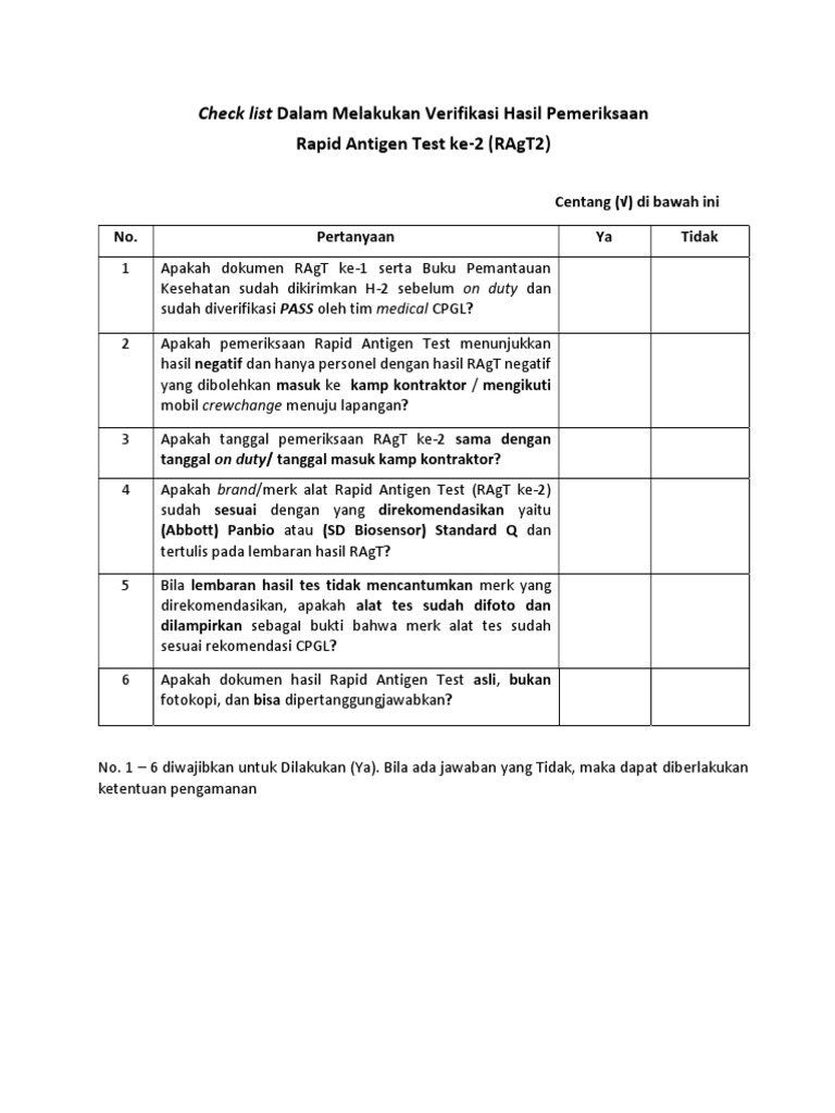 Checklist Verifikasi | PDF