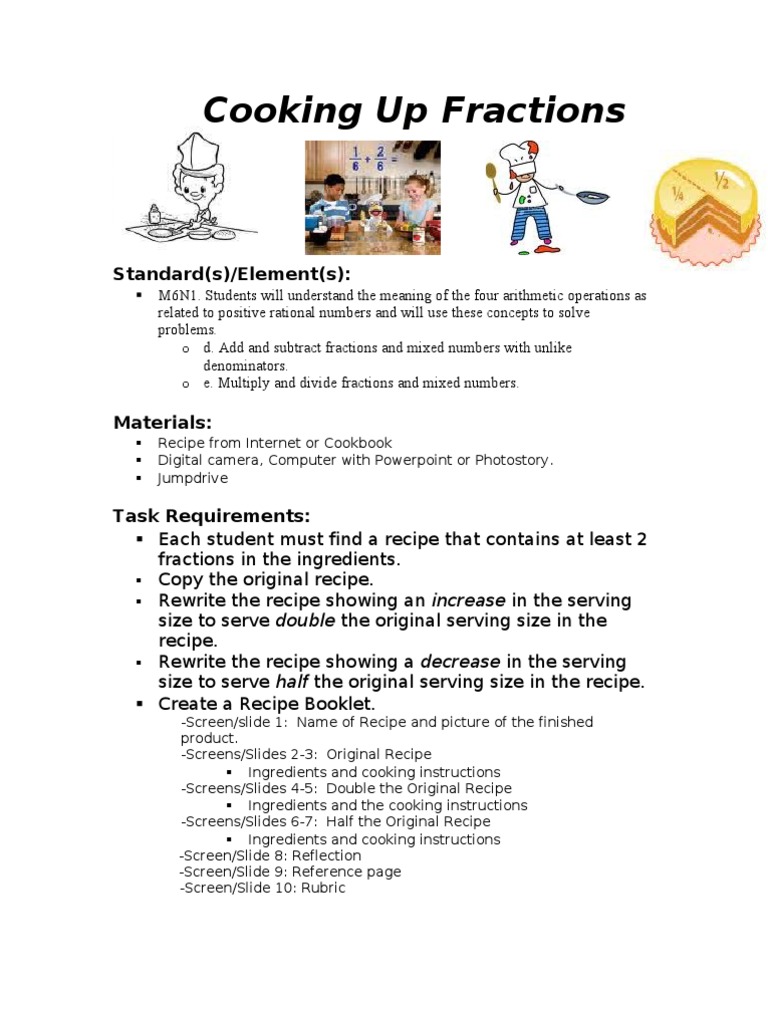 Cooking Up Fractions Example | PDF | Fraction (Mathematics) | Numbers
