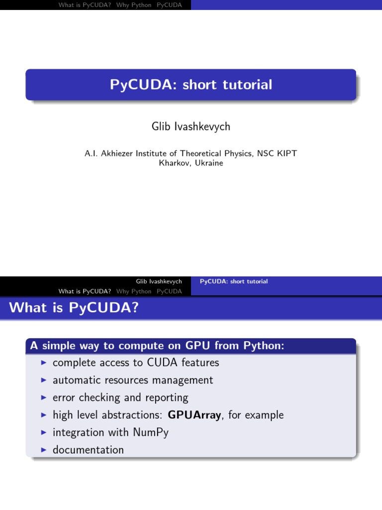 Pycuda Tutorial Pdf Python Programming Language Computer Programming