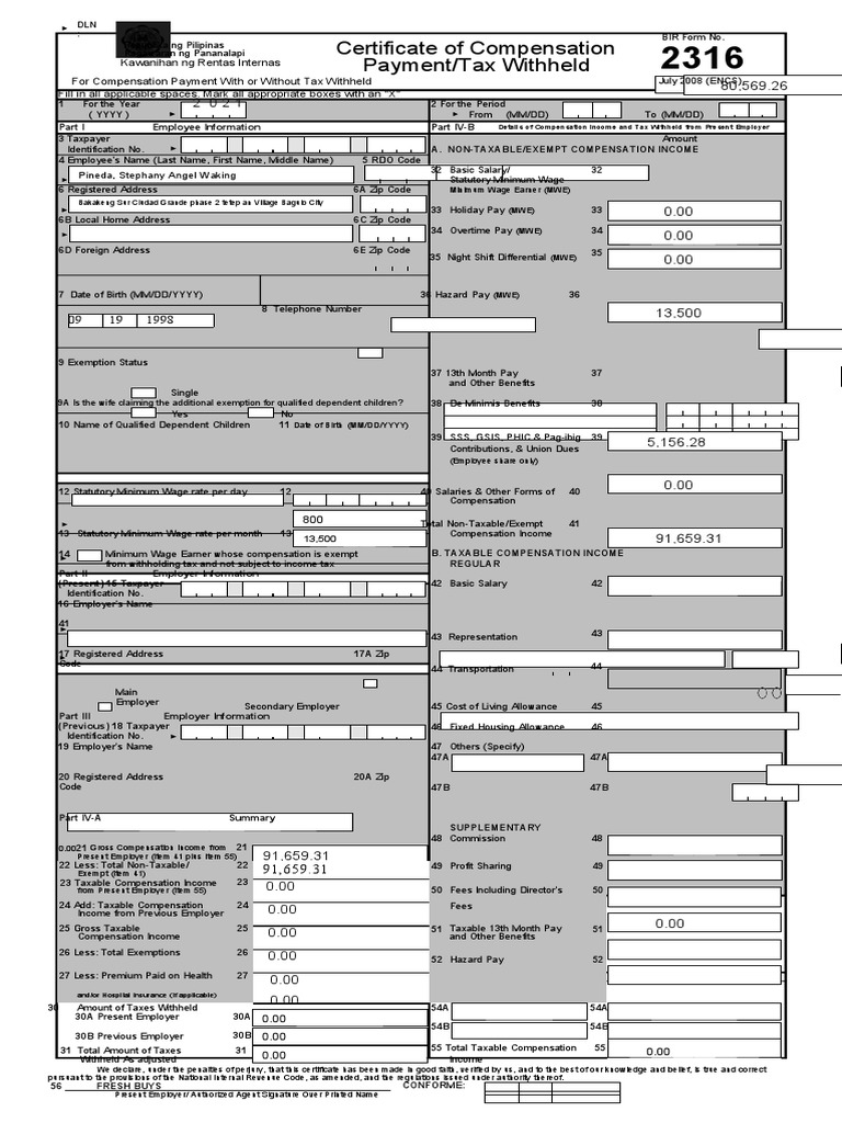 Certificate of Compensation Payment/Tax Withheld | PDF | Employment | Wage