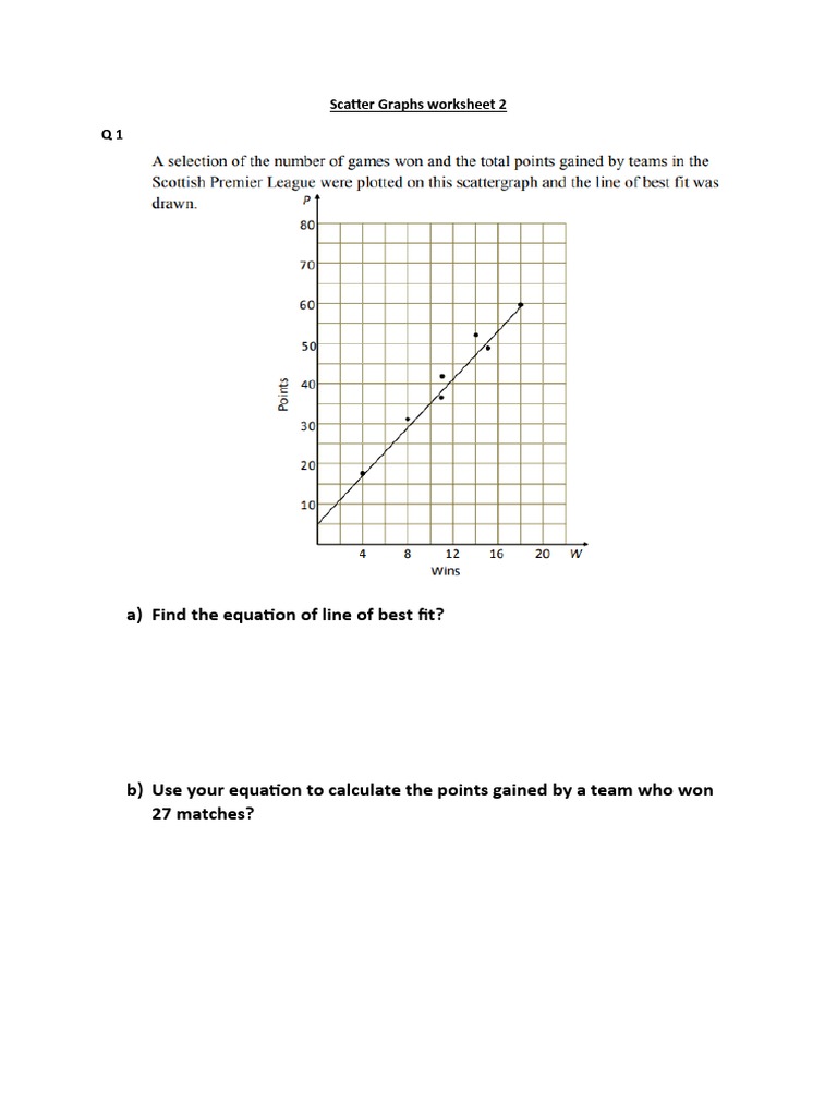 Scatter Graph Worksheet 2 | PDF