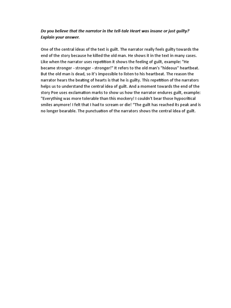 Guilt vs. Insanity in Tell-Tale Heart | PDF