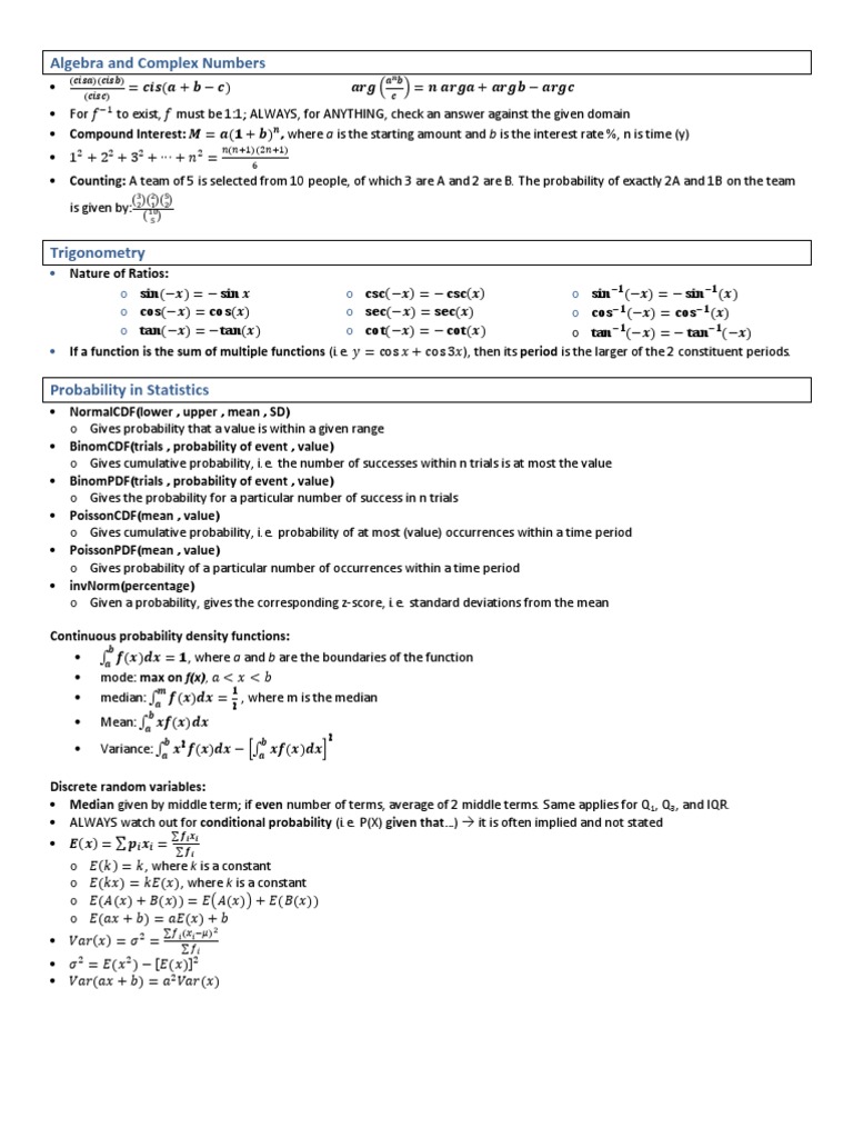 IB HL Math Exam Review | PDF | Matrix (Mathematics) | Equations
