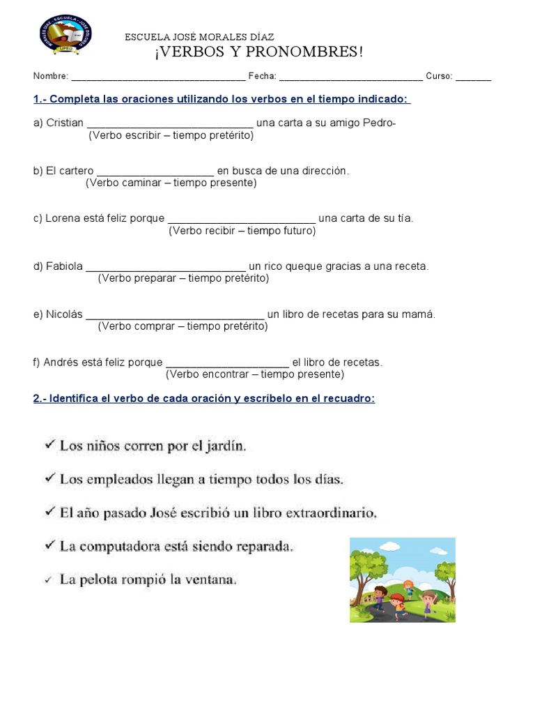 Verbos y Pronombres para Estudiantes | PDF | Artes del Lenguaje y ...