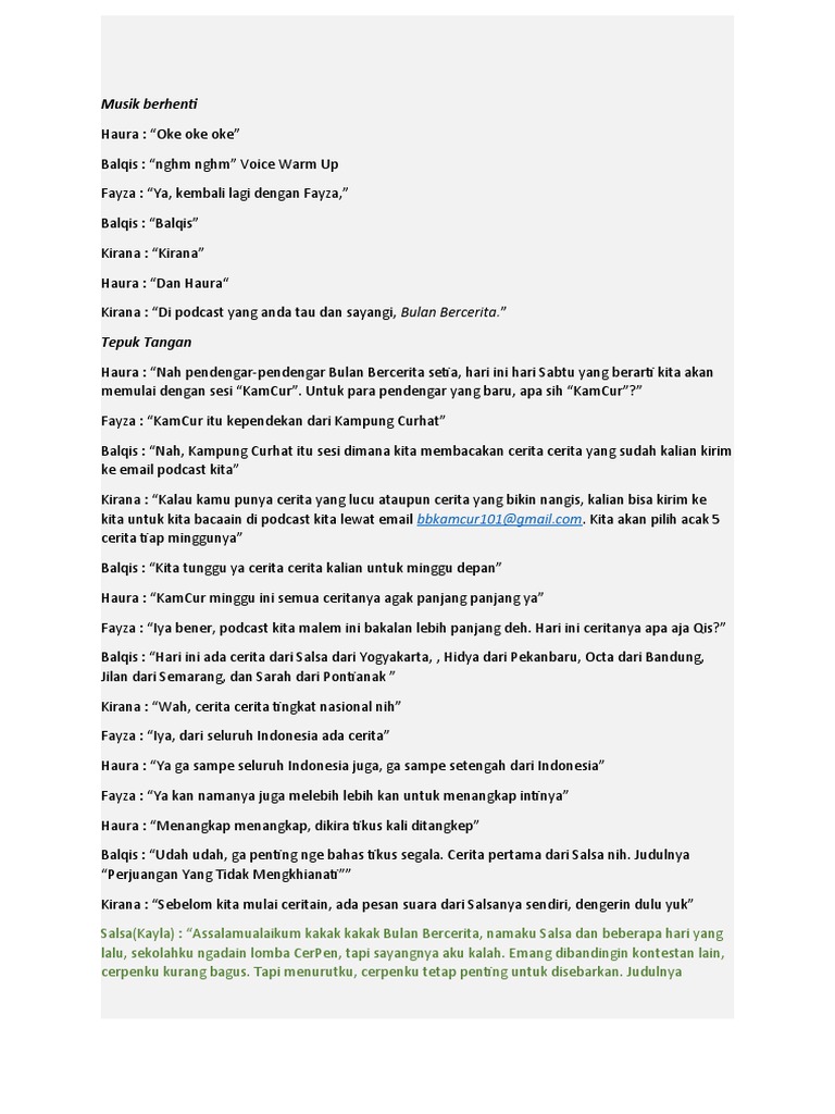 Script Podcast Cerpen | PDF