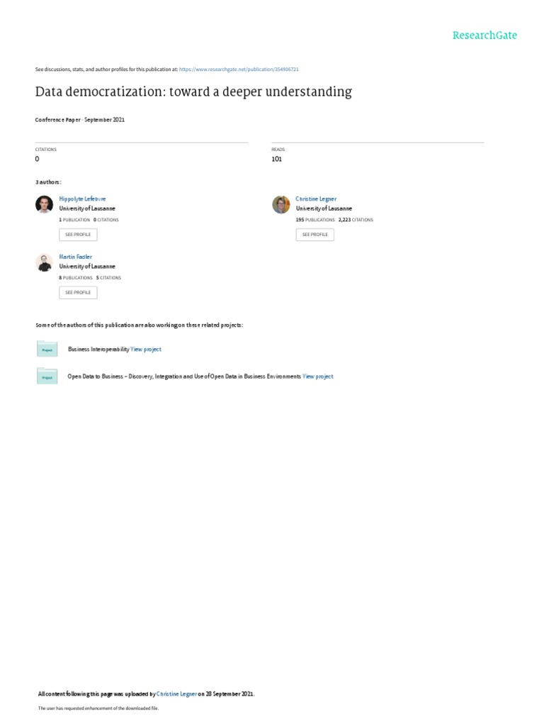 Data Democratization: Toward A Deeper Understanding: September 2021 ...